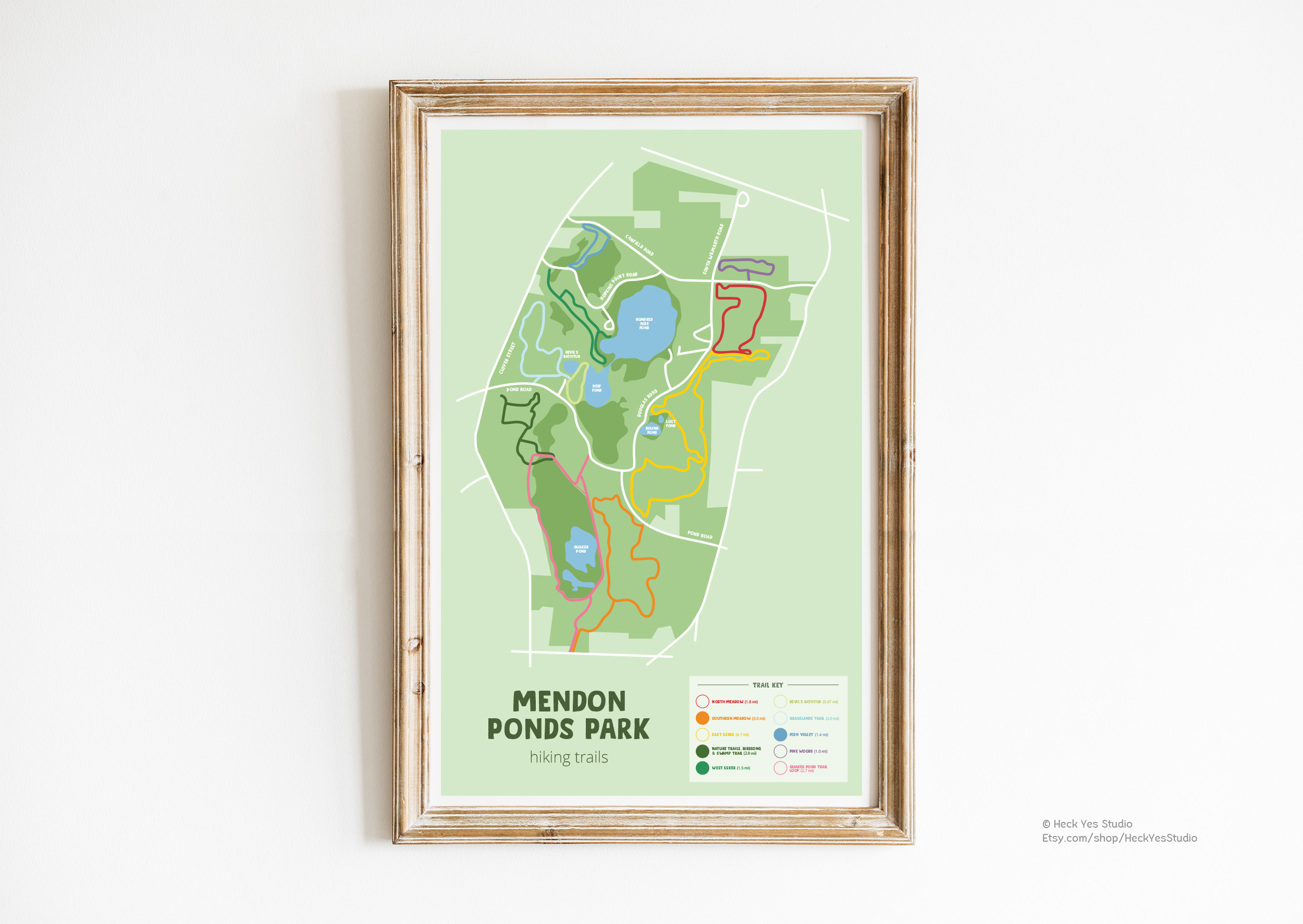 Mendon Ponds Park Trails Sticker Poster - Heck Yes Studio